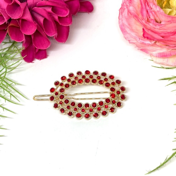 Accessories | Newred Crystal Oblong Oval Hair Clip | Poshmark
